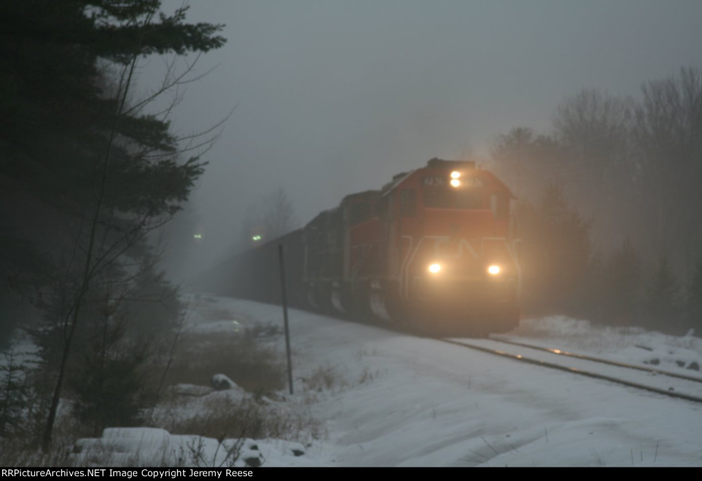 IC 6127 passing Days River Road in the fog